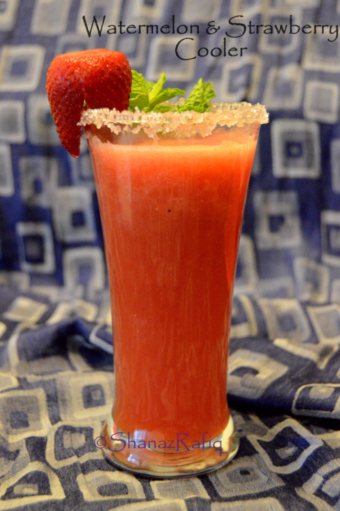 Watermelon & Strawberry Cooler - Cold Drinks - Shanaz Rafiq Recipes