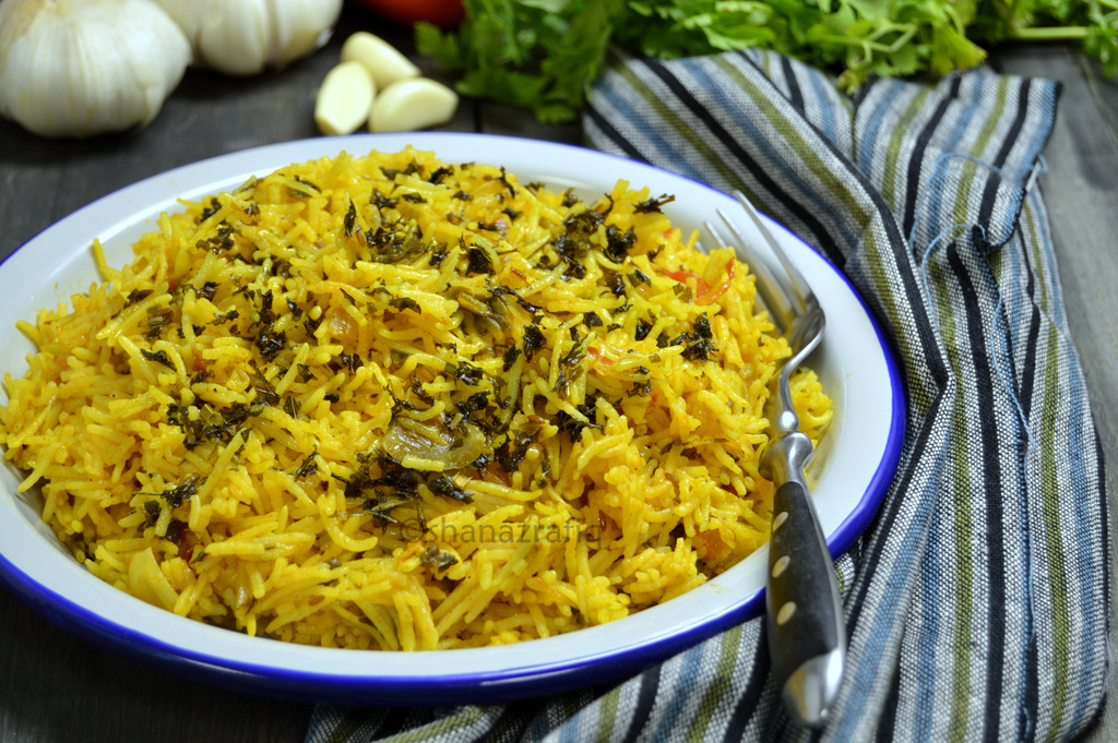 Lahsuni Methi Pulao ~ Garlic and Fenugreek Rice - Shanaz Rafiq Recipes