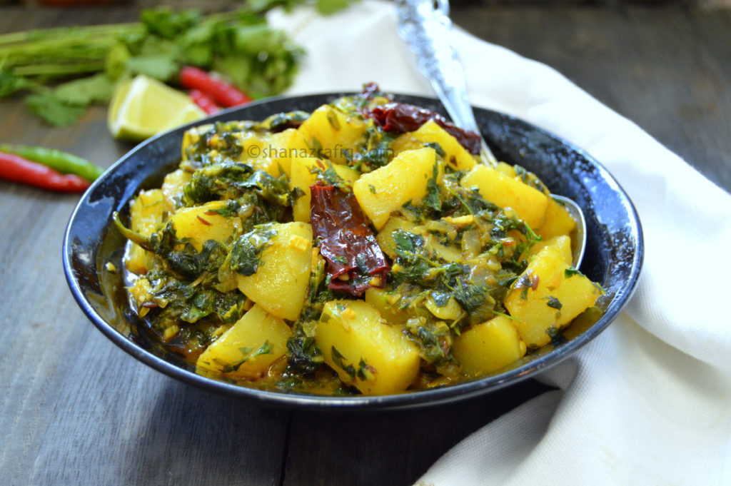 Aloo Methi Ki Sabzi ~ Potato and Fenugreek Leaves Curry - Shanaz Rafiq ...